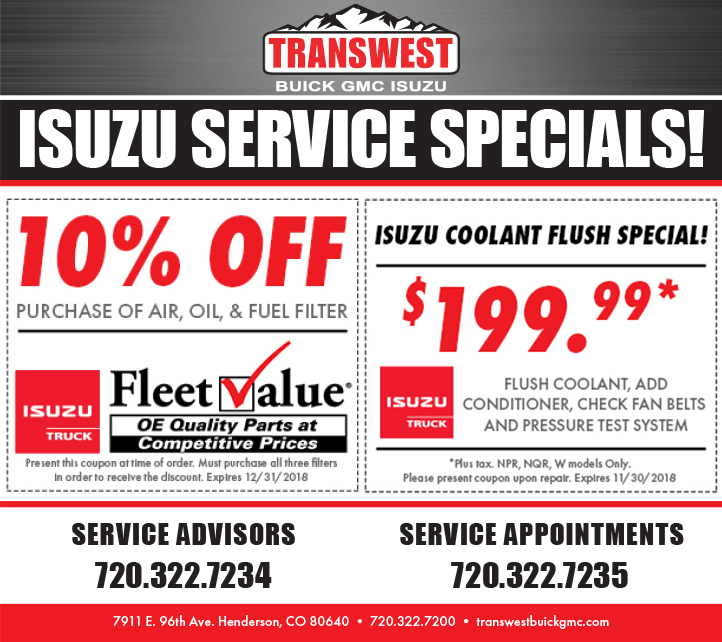 Isuzu Parts & Service Specials |Transwest Isuzu Colorado